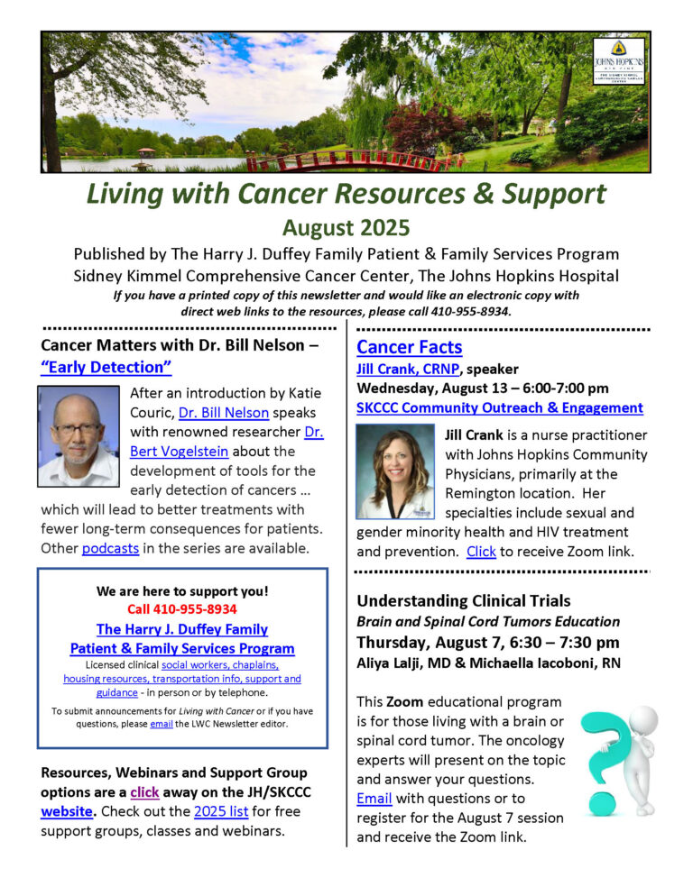 Living with Cancer Resources and Support – August 2025