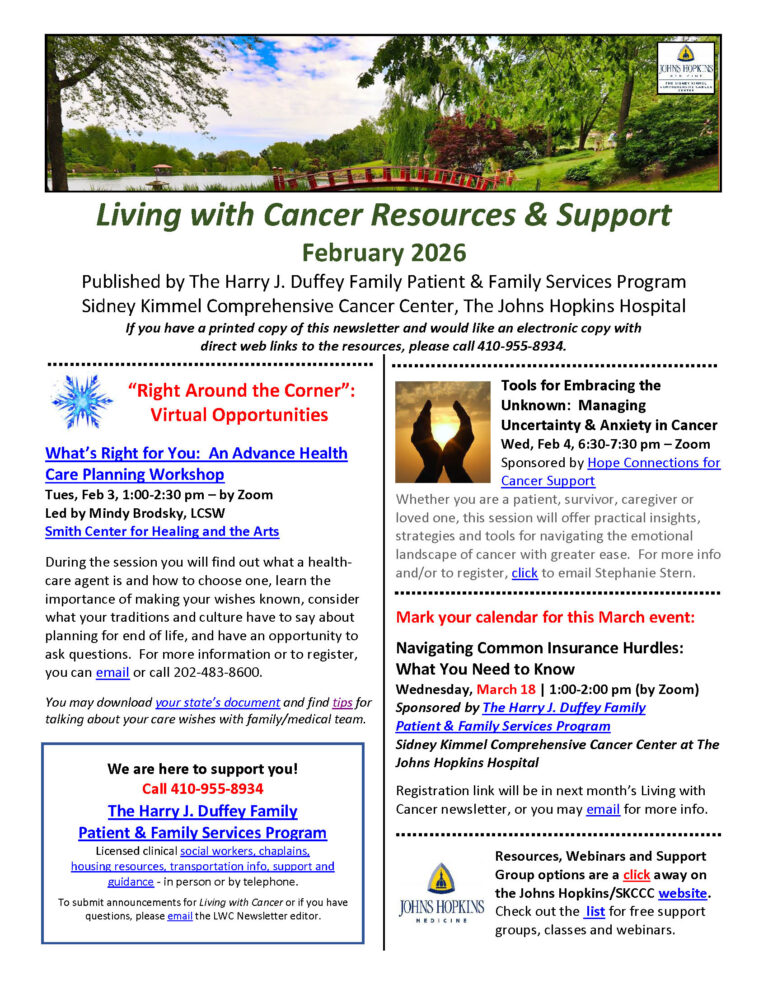 Living with Cancer Resources and Support – February 2026