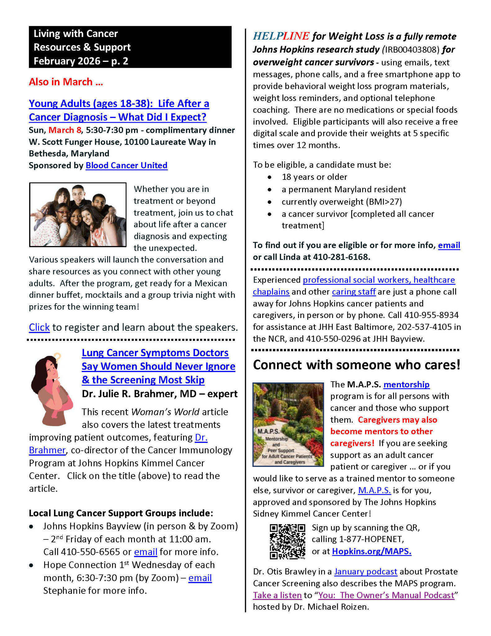 Living with Cancer Resources and Support – February 2026